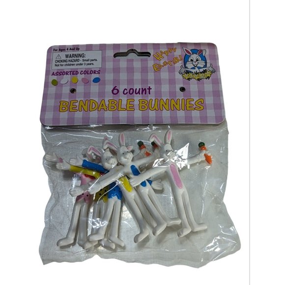 Unbranded | Holiday | Set Of 6 Vintage Rubber Posable Bunnies 36 2 New ...